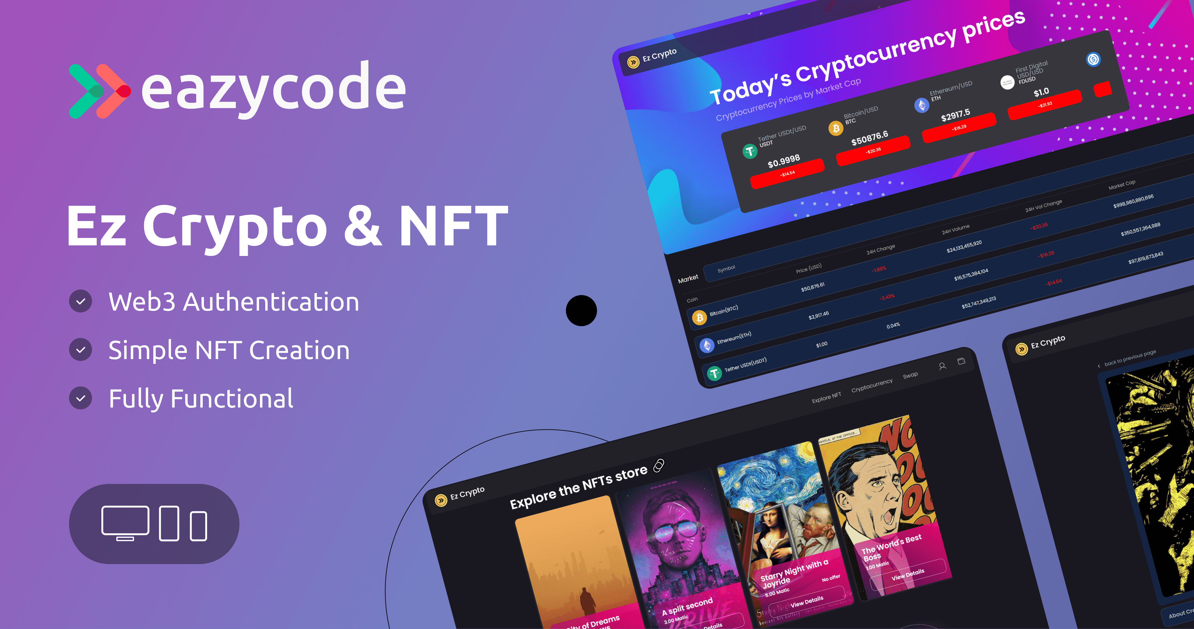 Ez Crypto & NFT Market template - NoCode Bubble.io Template by EazyCode - NoCode Agency